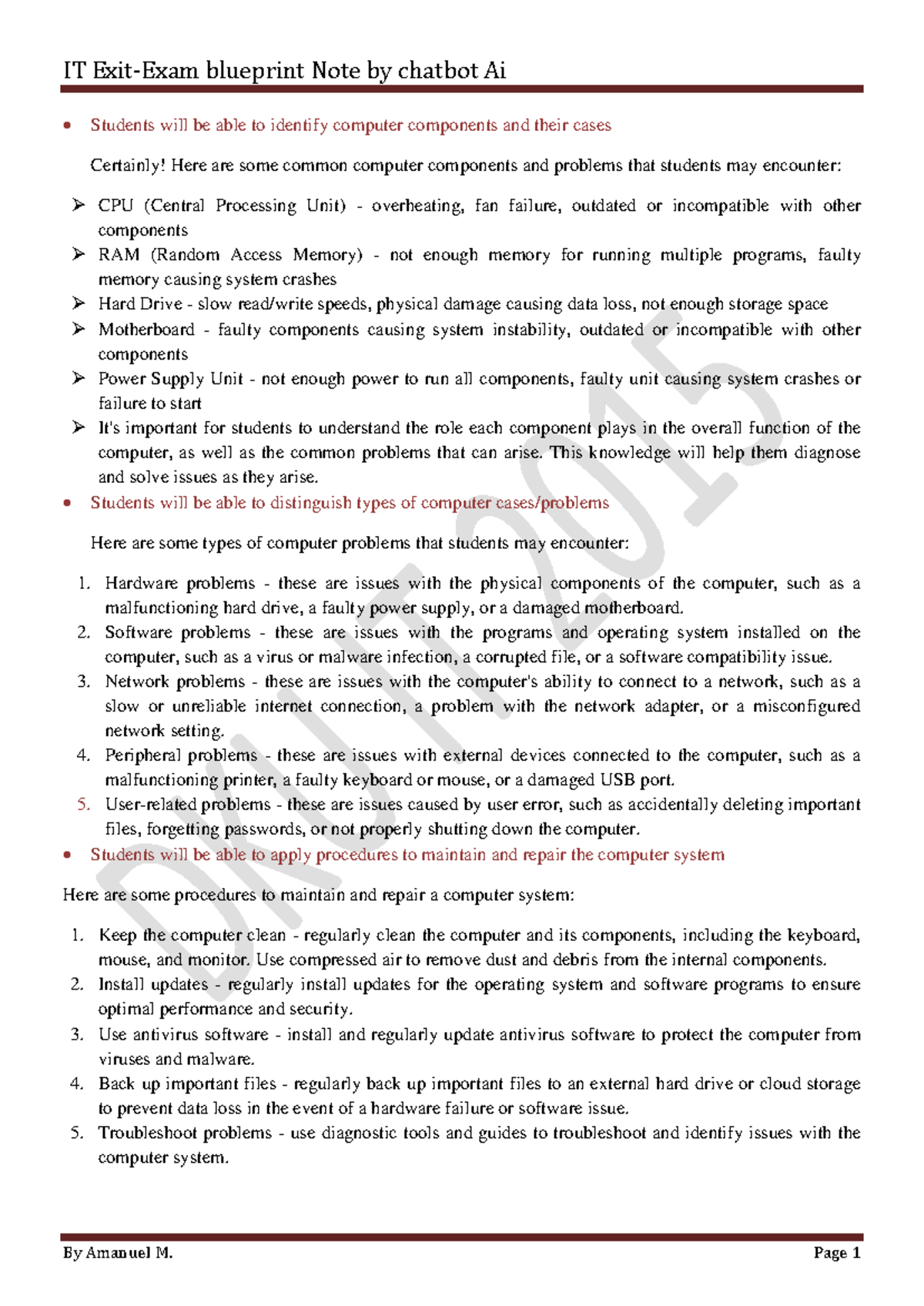 IT Exit-Exam Blueprint Notes for Computer Systems & Programming ...