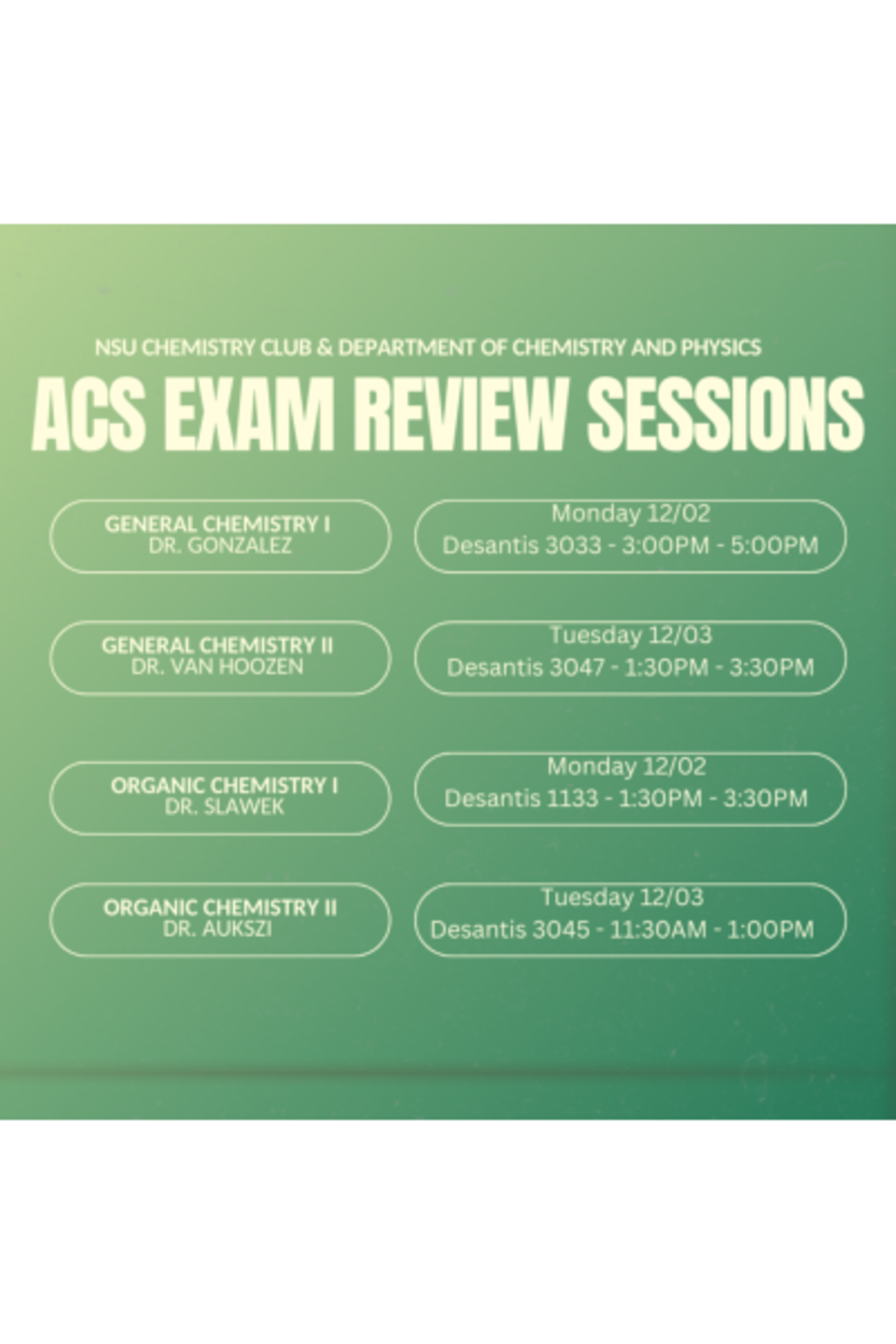 Acsflyer 2 - ACS guides - CHEM 2400H - NSU CHEMISTRY CLUB DEPARTMENT OF ...