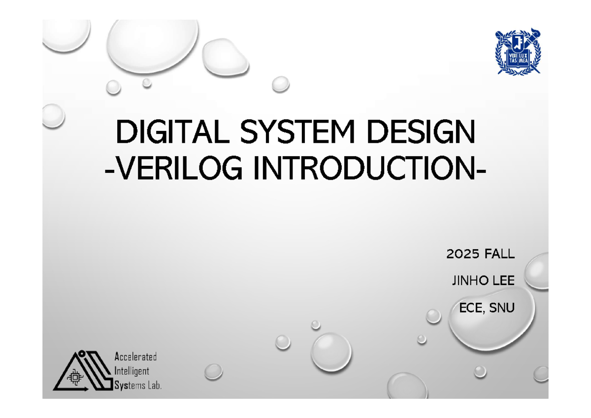 Verilog Introduction: ECE Digital System Design 2025 Fall Notes - Studocu