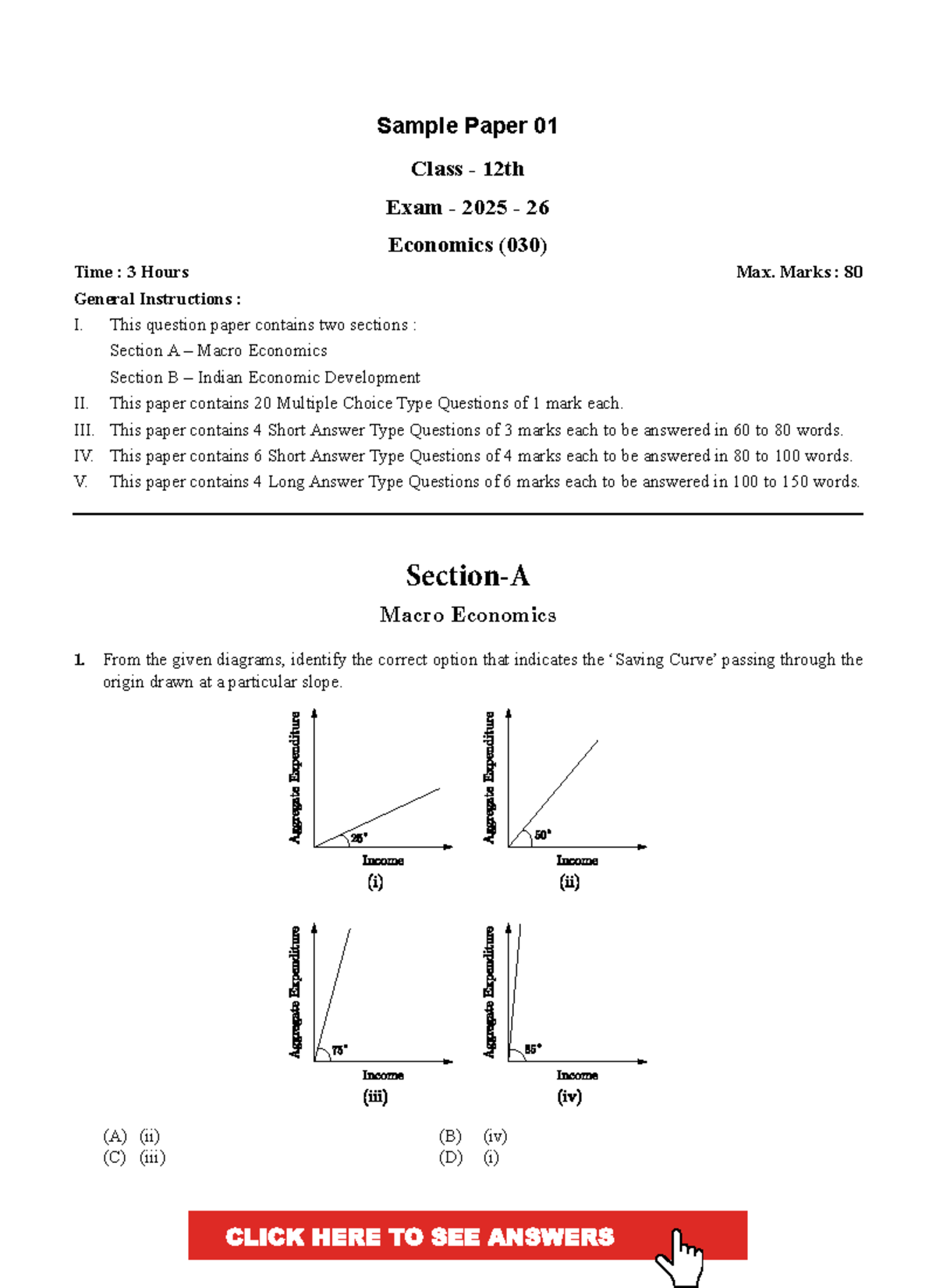NODIA APP Sample Paper 01 Class 12 Economics Exam 2025-26 - Studocu