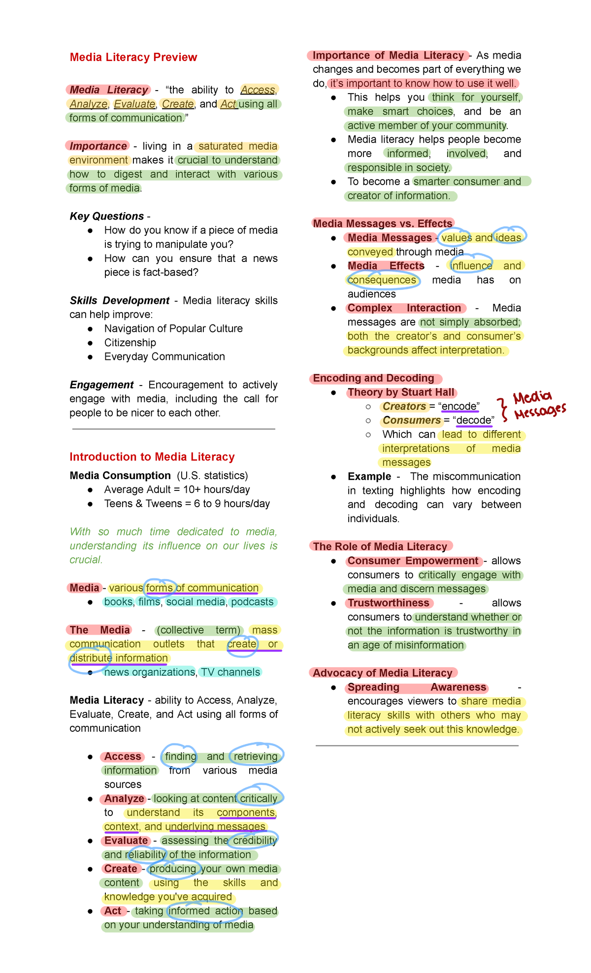 Media Literacy Overview: Key Concepts and Importance - Studocu