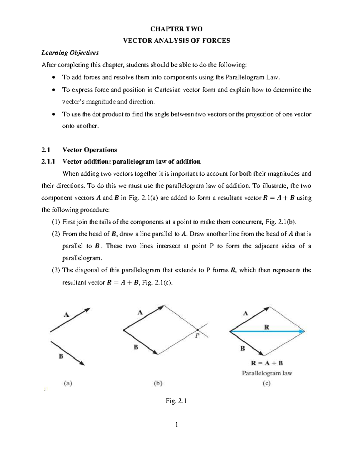 CHAPTER 2 - VECTOR ANALYSIS OF FORCES IN MECHANICS - Studocu