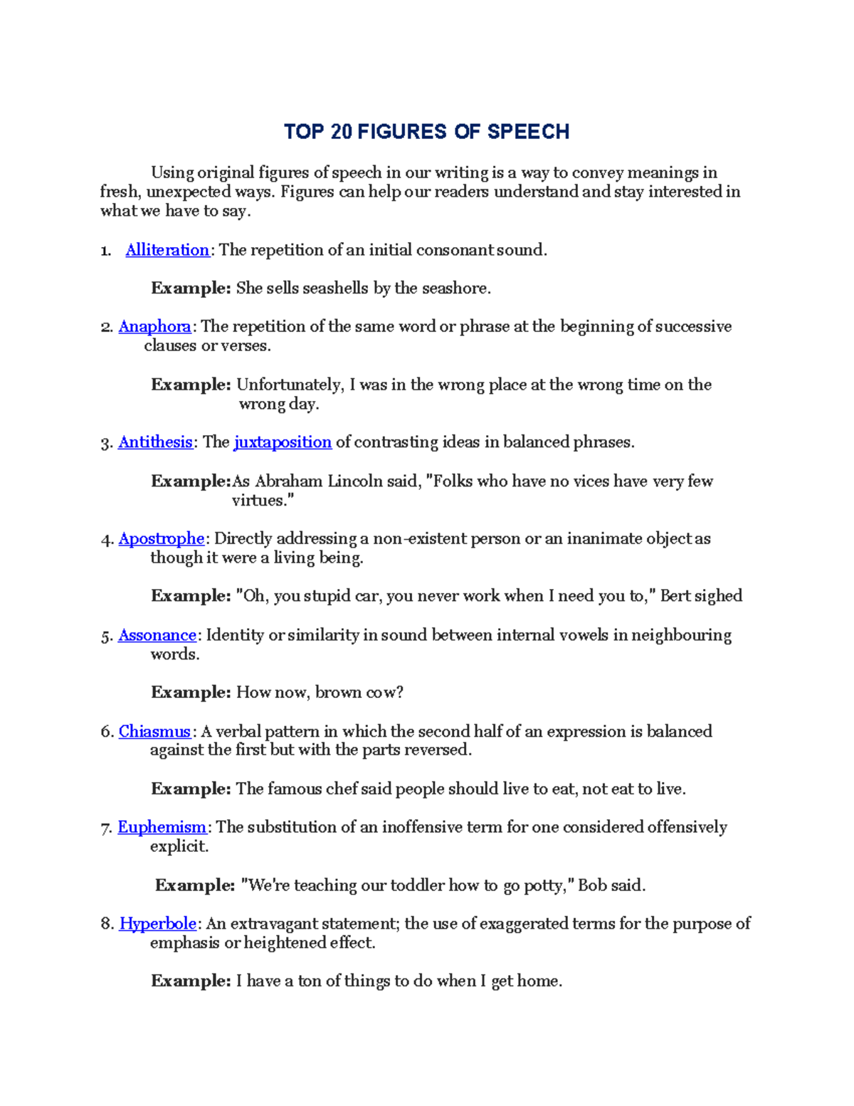 Repetition Examples Figure Of Speech