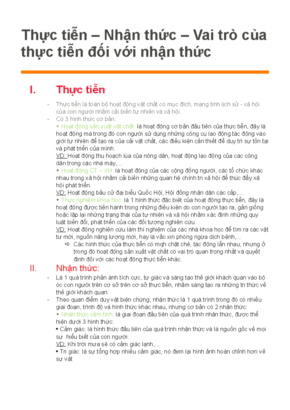 Thực tiễn và Nhận thức: Vai trò và Mối quan hệ 2 - Studocu