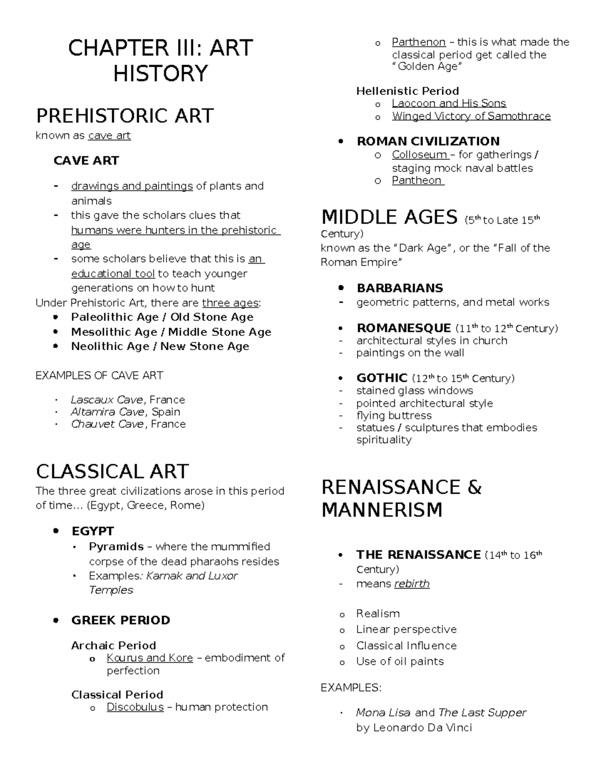 Chapter 3: GE3 - Art History Overview from Prehistoric to Colonial ...