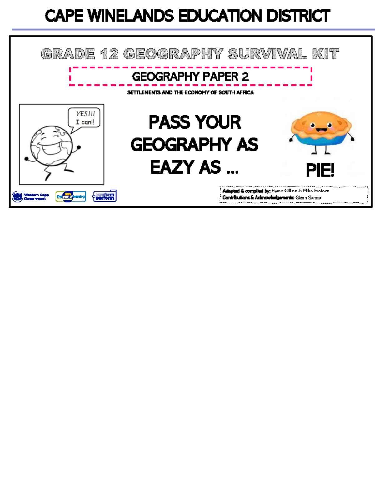 GEOP2 GR12 Geography Survival Kit: Settlements & Economy Insights - Studocu