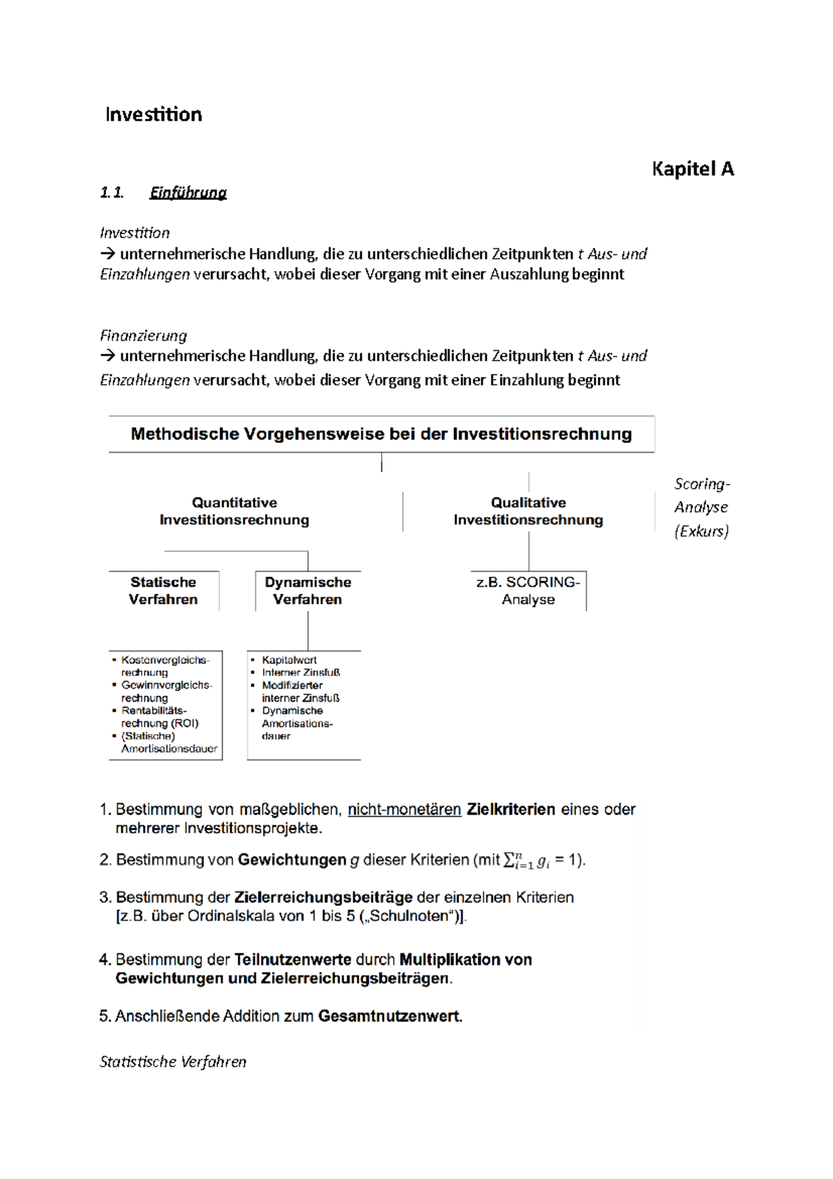 Investition - Zusammenfassung Grundbegriffe der BWL - Investition ...