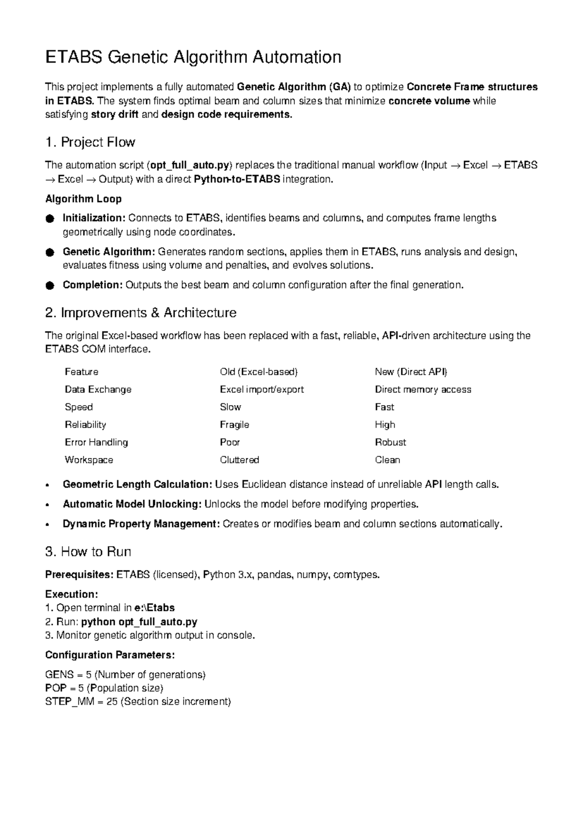 ETABS GA Automation for Optimizing Concrete Frame Structures - Studocu