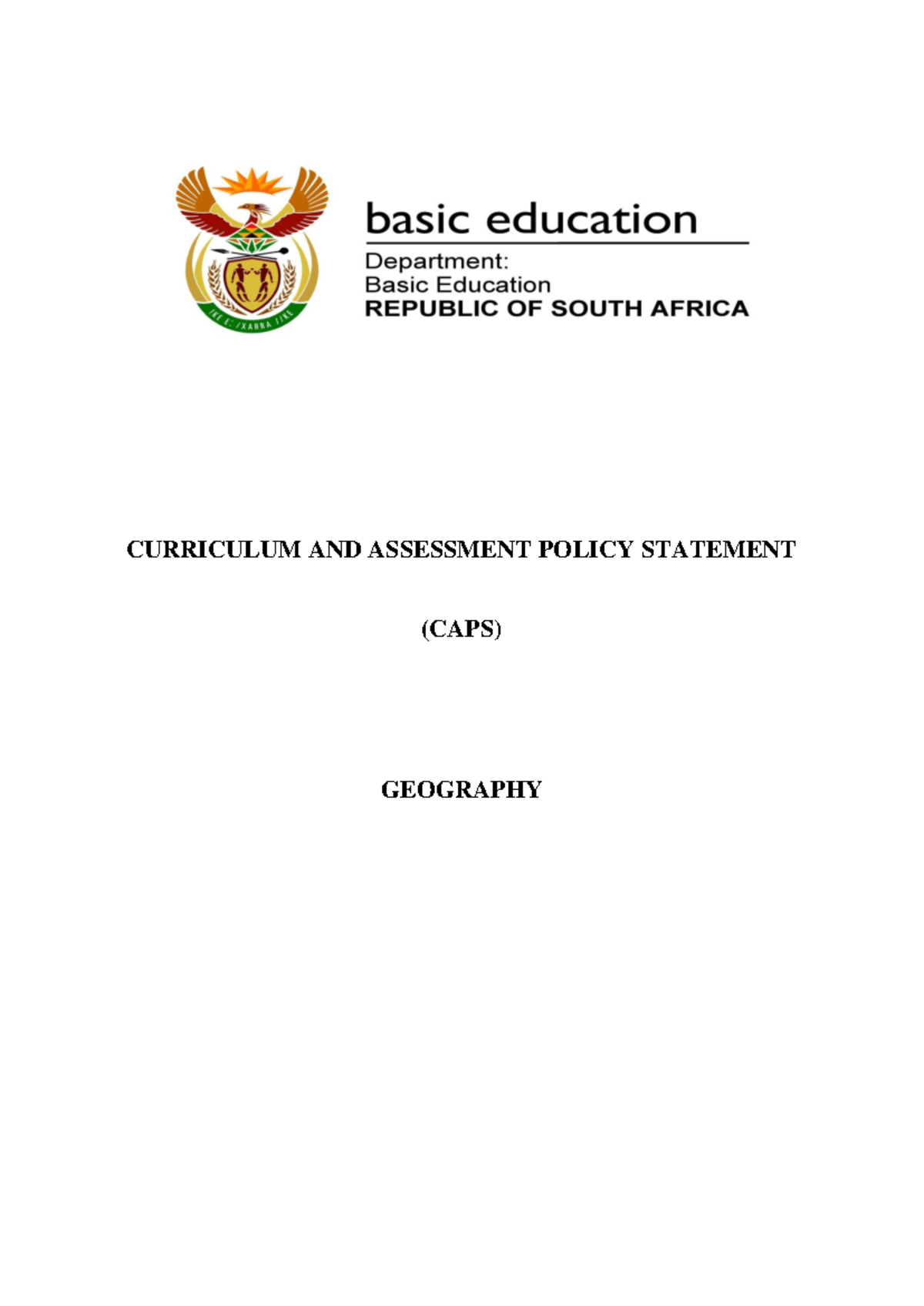 Geography CAPS Curriculum Overview for Grades 10-12 - Studocu