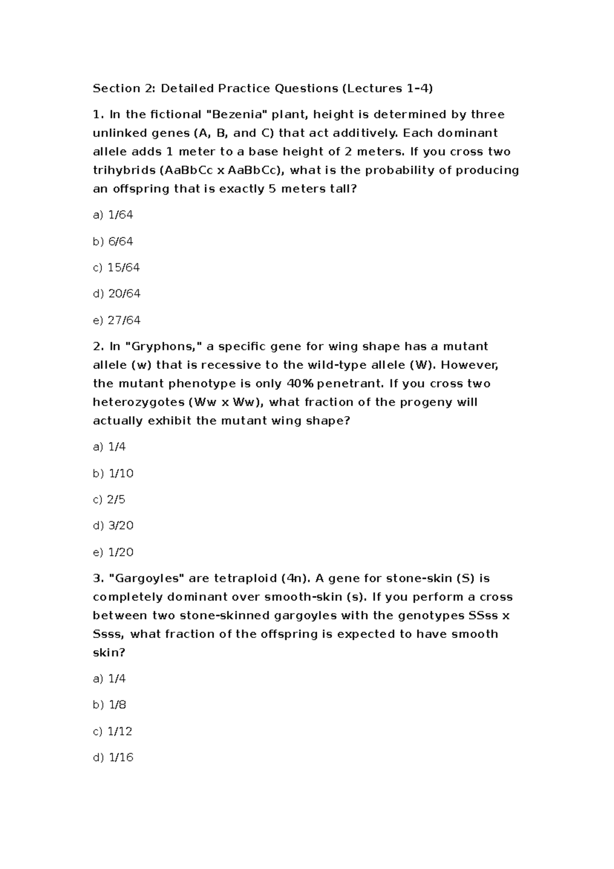 Dent 1-4: Practice Questions on Genetics and Cell Division - Studocu