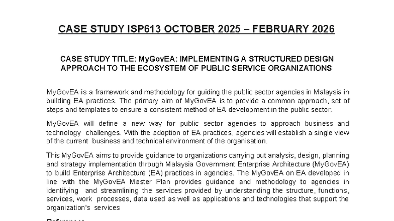 ISP613 Case Study: MyGovEA Framework for Public Service EA ...