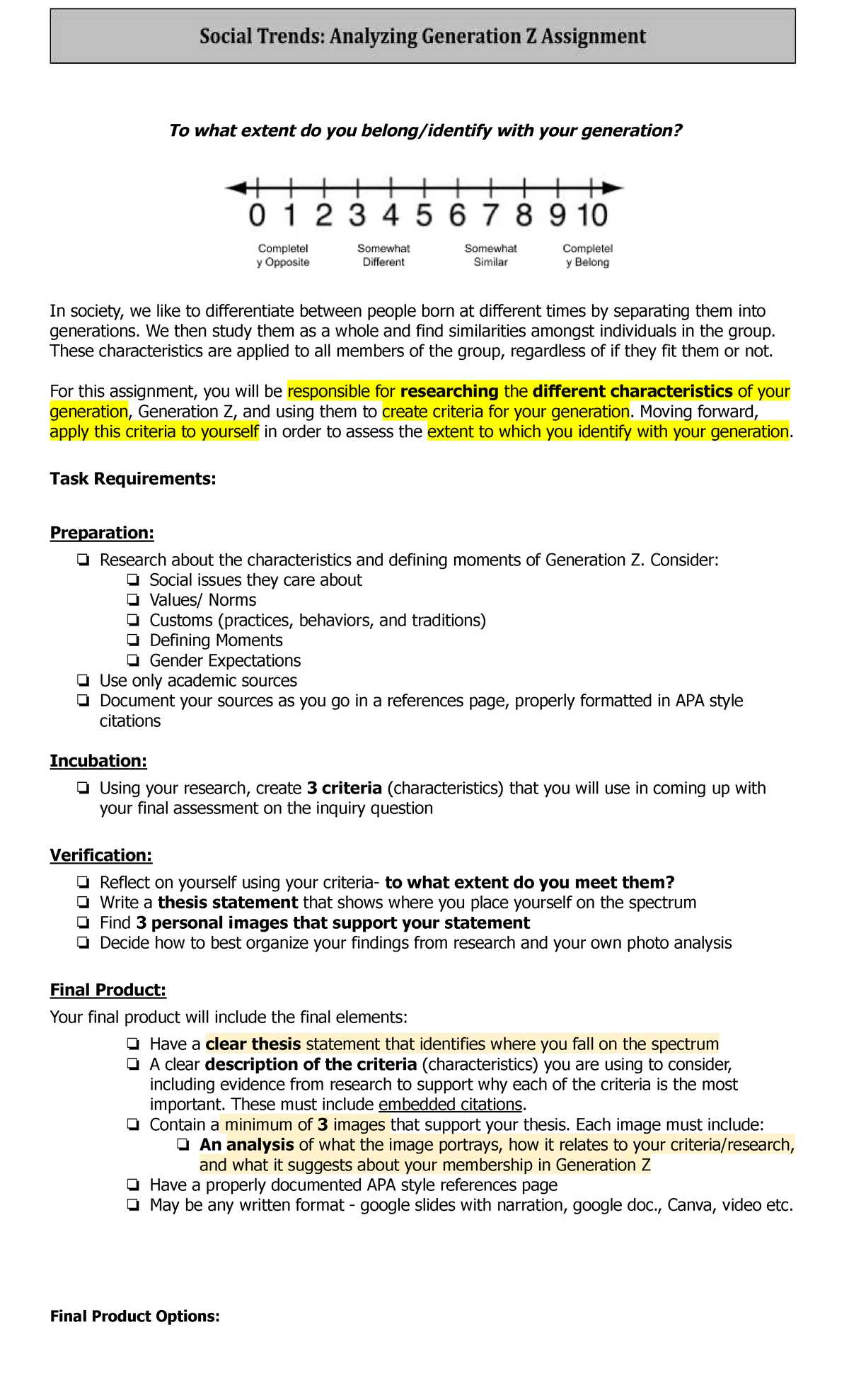 Generation Z assignment: Exploring identity and characteristics - Studocu