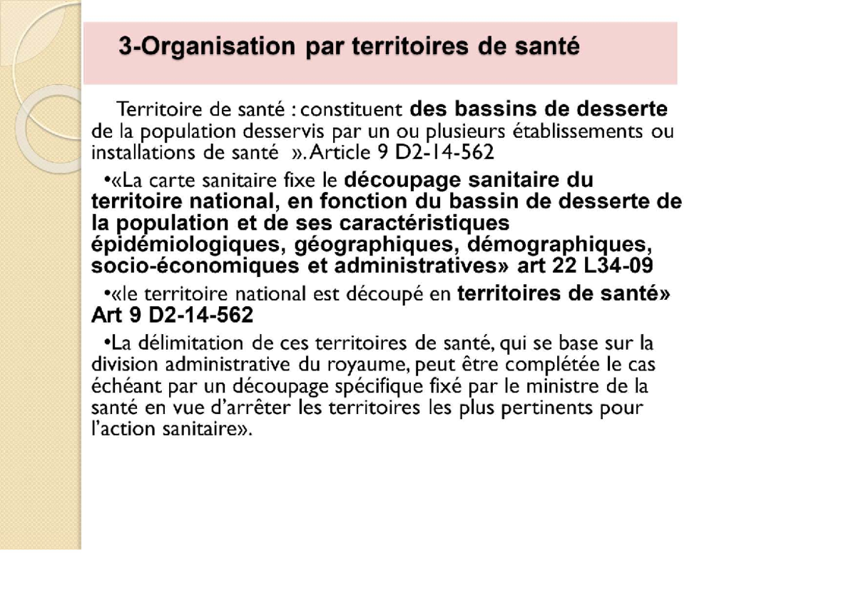 Territoires de Santé : Définition et Découpage Sanitaire - SNS PART 3 ...