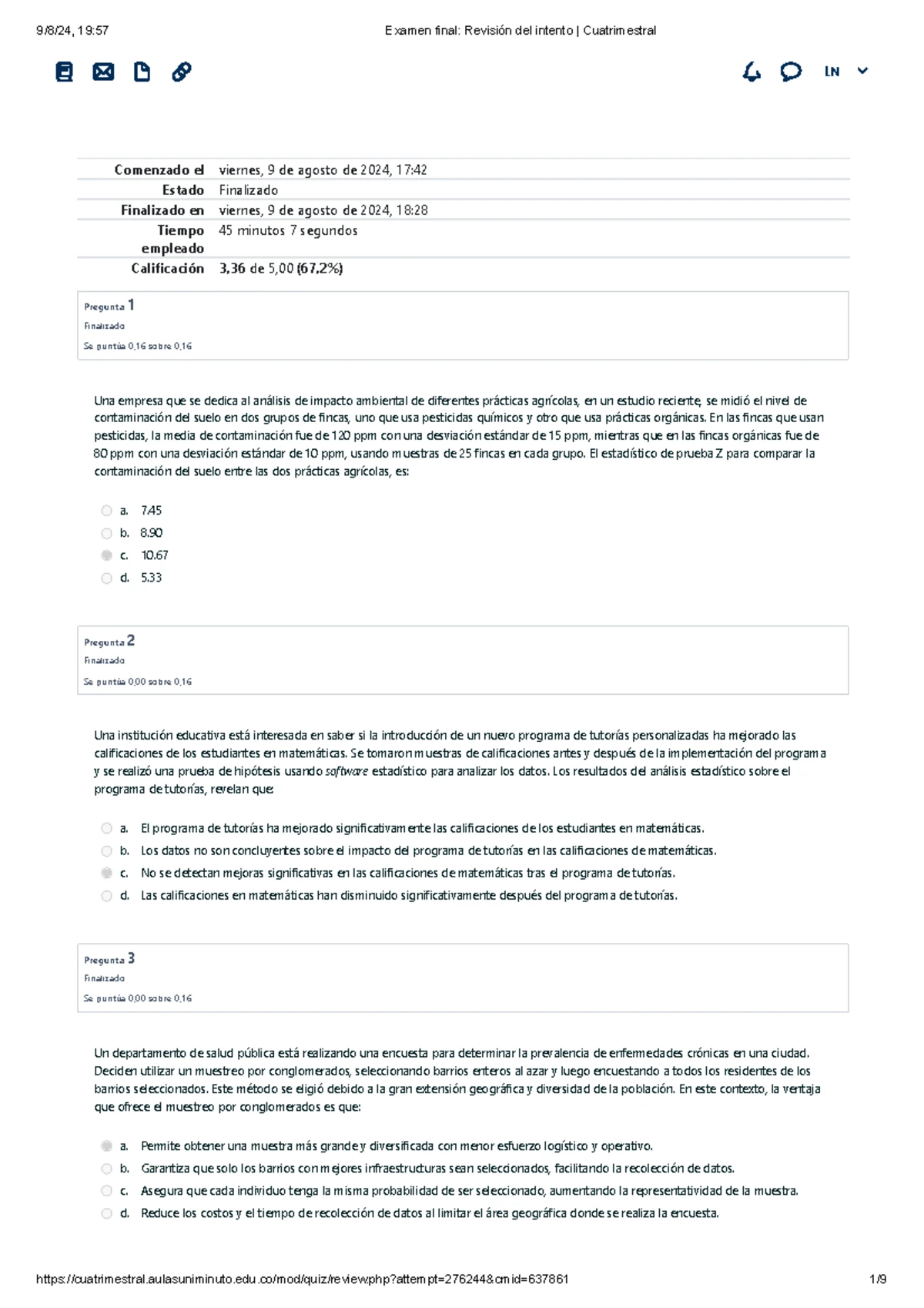 Examen Final de Revisión: Distancia Estadística - Curso 2024 - Studocu