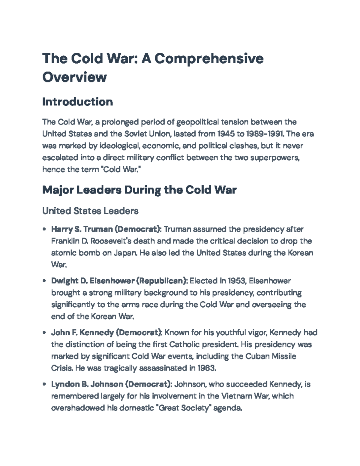 Cold War 101: Leaders, Ideologies, and Key Policies在 - The Cold War: A ...