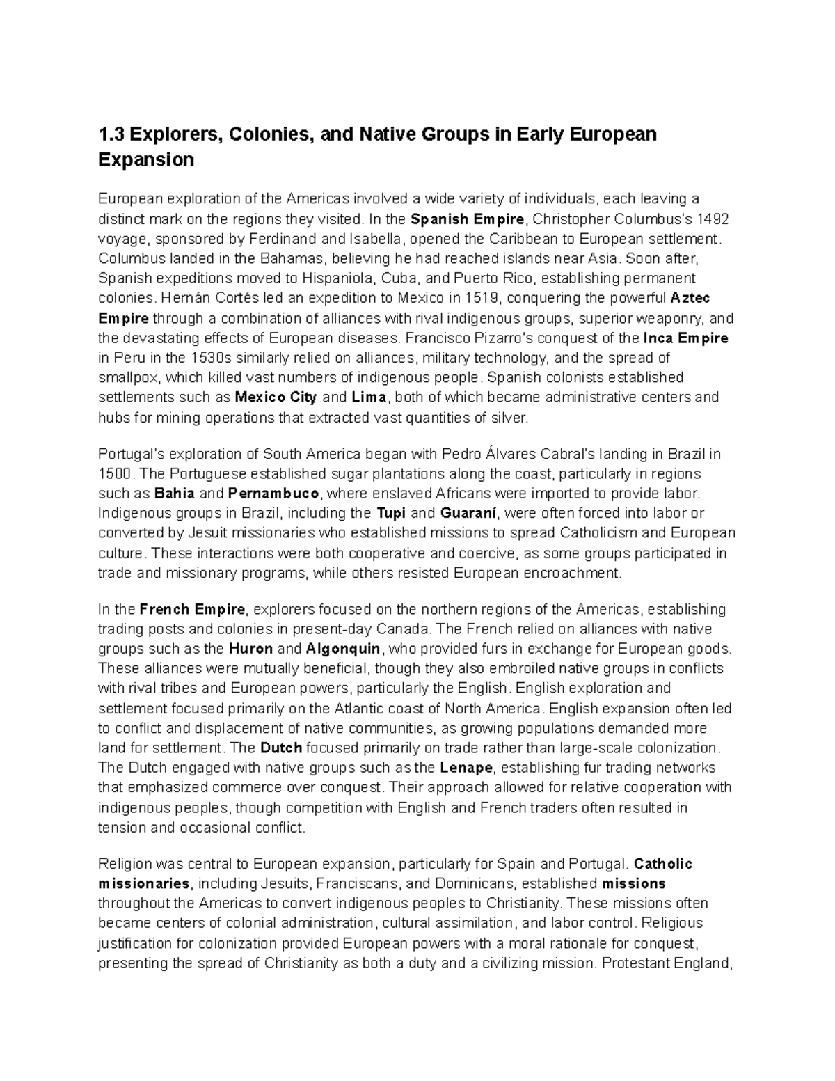 Explorers, Colonies, and Indigenous Relations in Early European ...