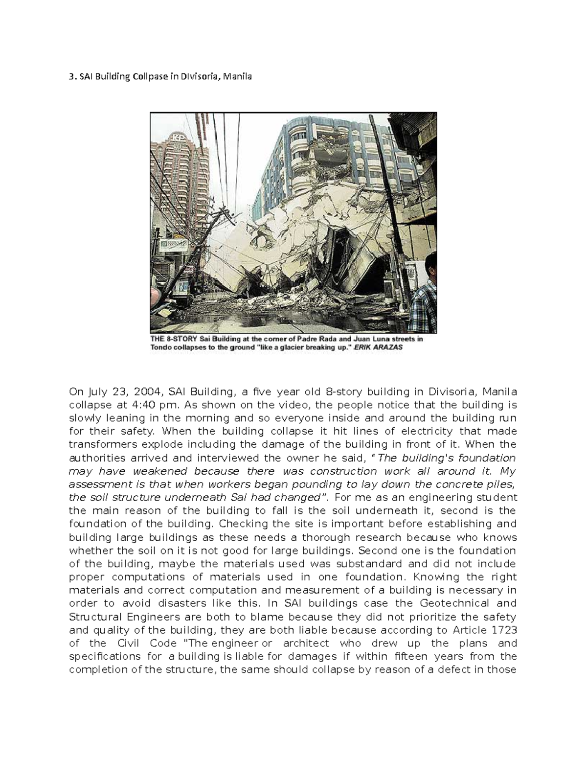 Structural Failures: Case Studies on SAI Building and Chuzon ...