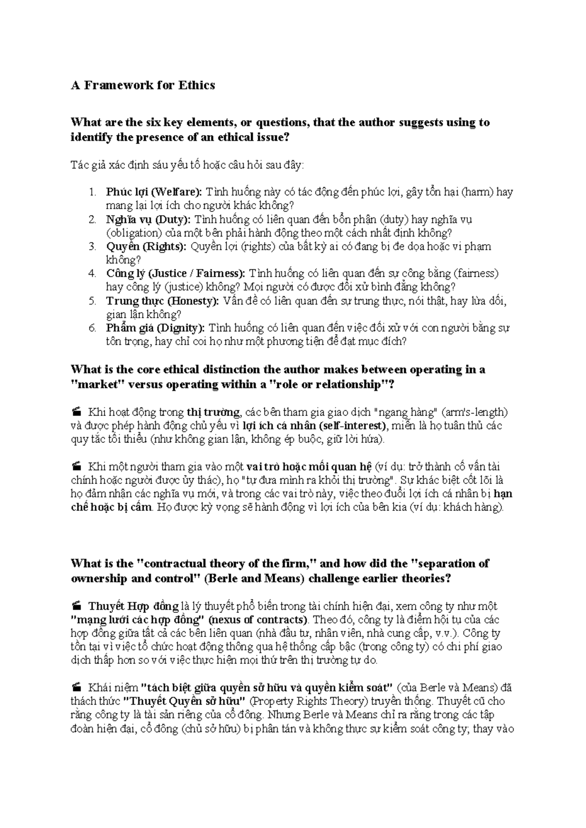 Ethics Framework: Key Elements & Concepts - Chap 2 Notes - Studocu