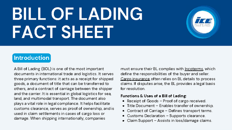 Bill of Lading (BOL) Overview: Key Functions & Types - Studocu