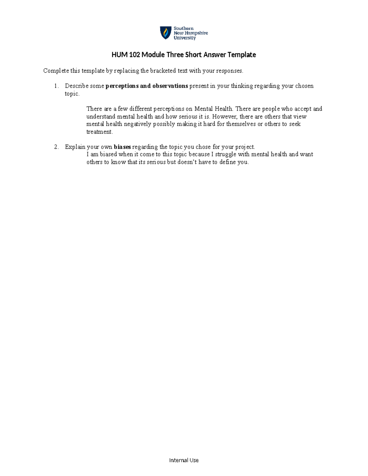HUM 102 Module Three Short Answer Template - Internal Use HUM 102 ...