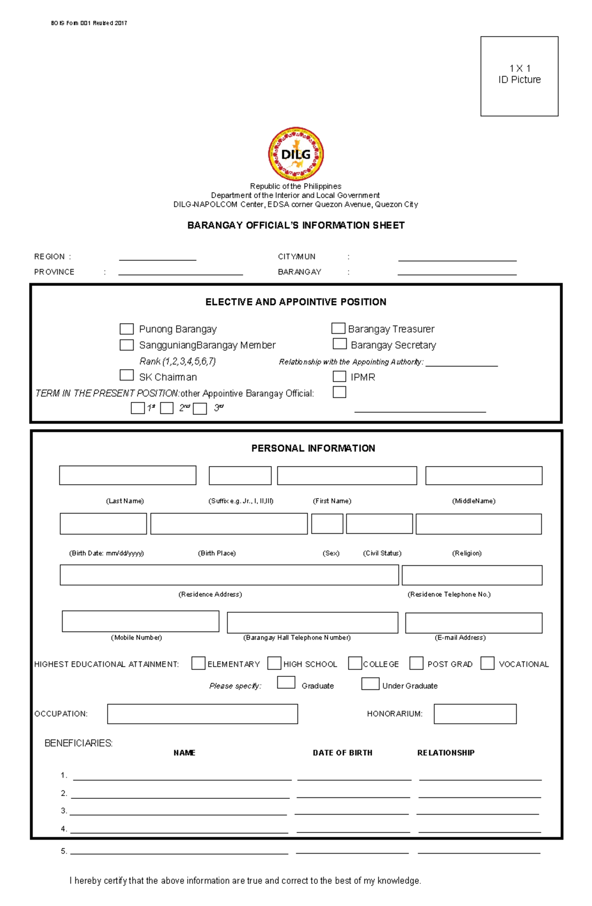 BOIS-FORM - Republic of the Philippines Department of the Interior and ...