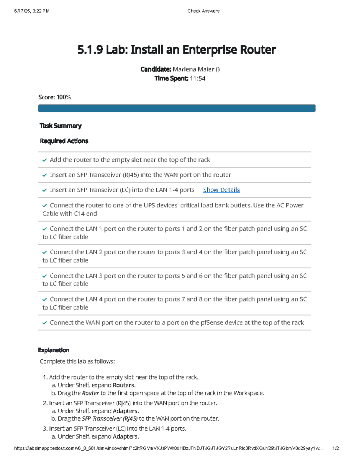 5: Practice Materials for Lab 5.1.9: Installing an Enterprise Router ...