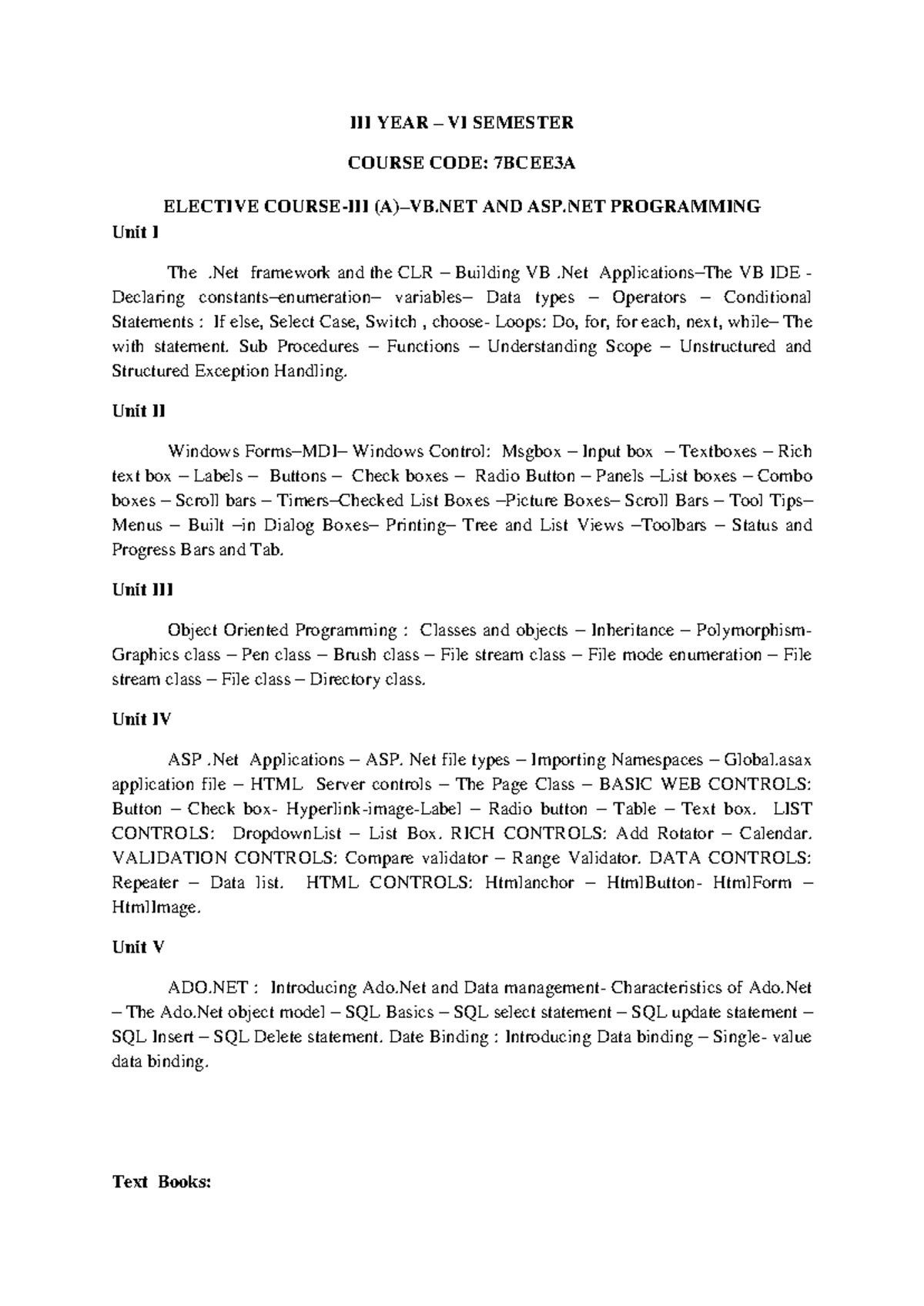 VB.NET & ASP.NET Programming (7BCEE3A) Final Exam Study Notes - Studocu