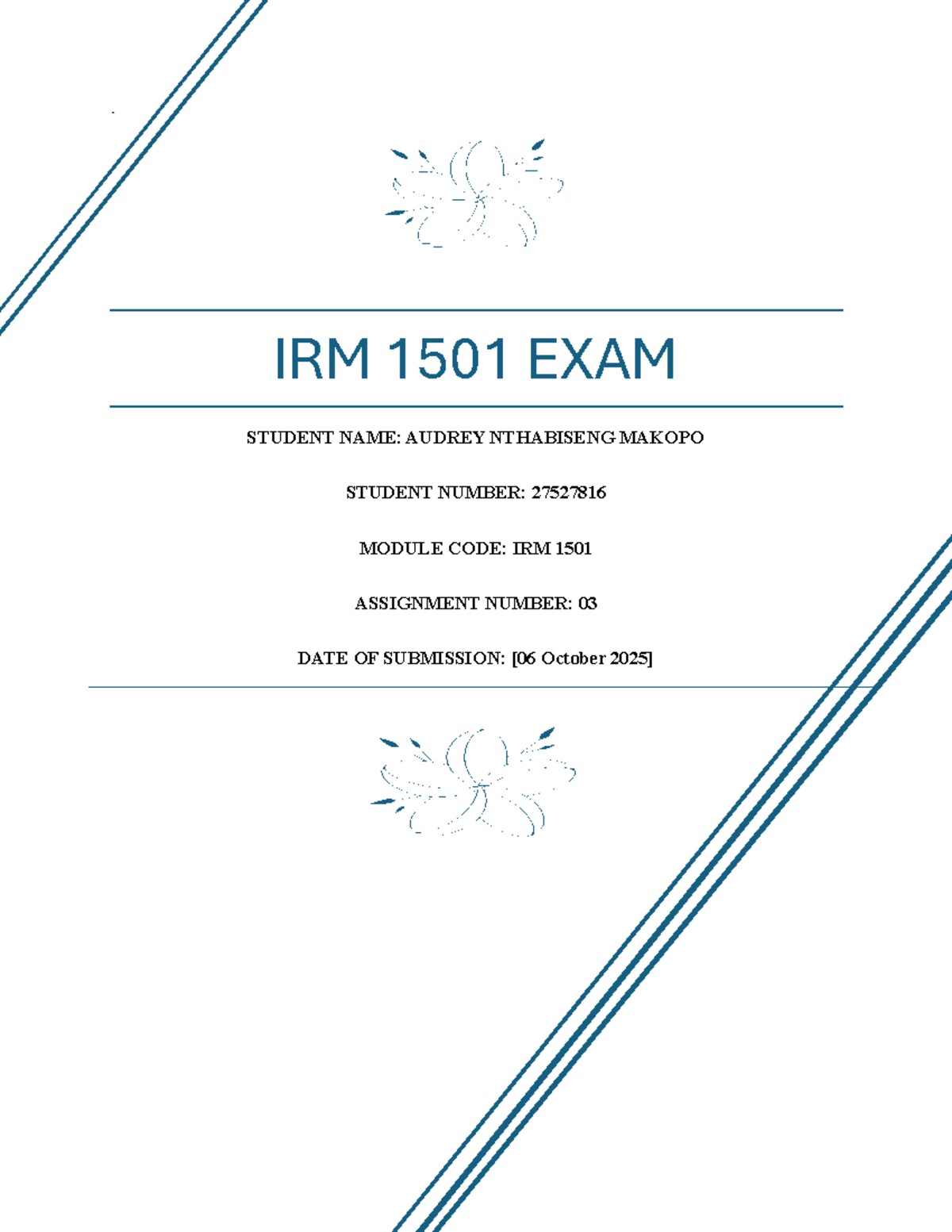 IRM 1501 Final Exam: Social Justice and Healthcare Access in SA - Studocu