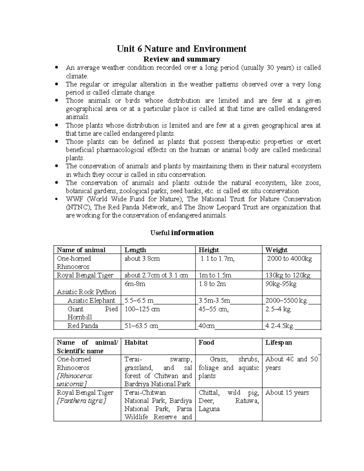 Unit 6 Nature and Environment: Climate, Conservation, and Biodiversity ...