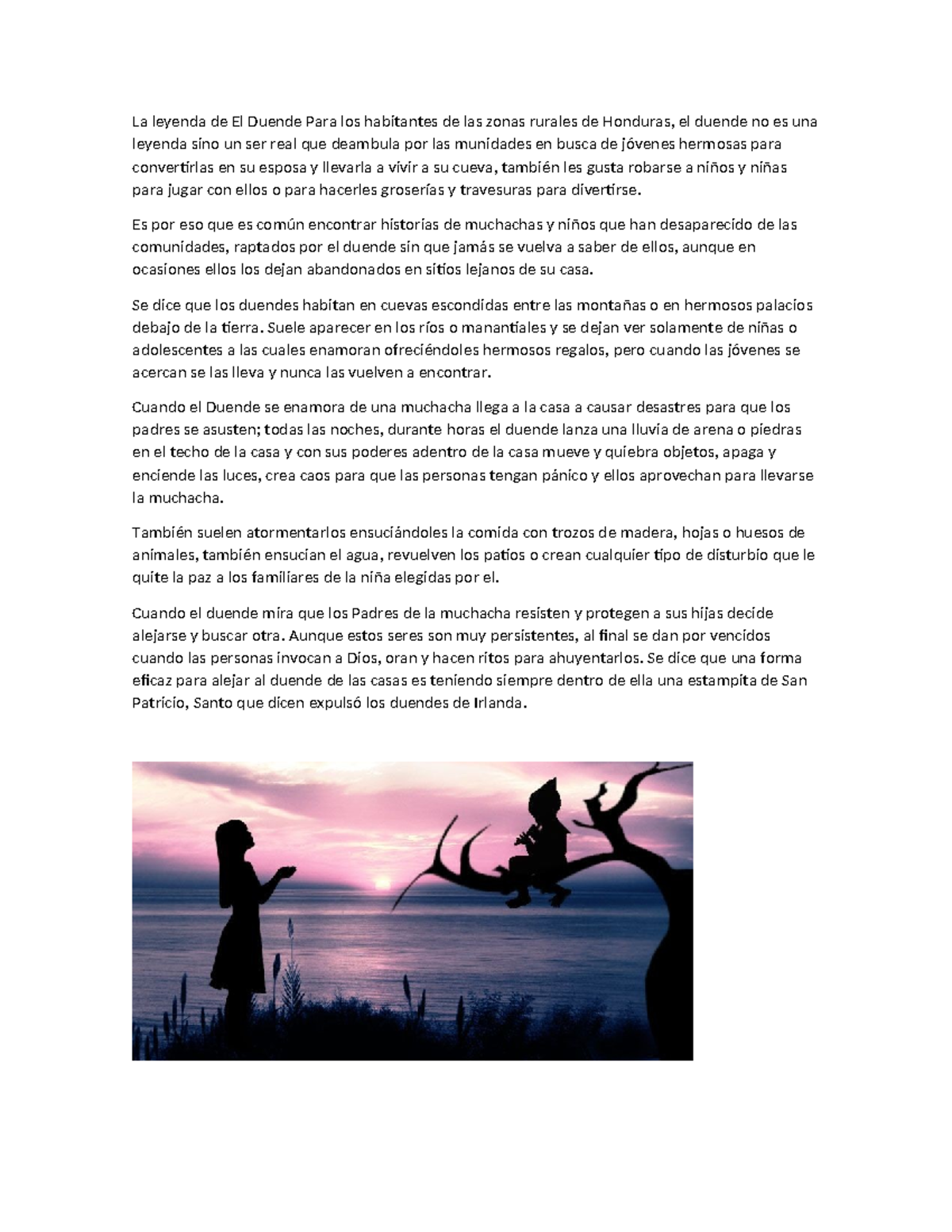 La leyenda de El Duende en las comunidades rurales de Honduras - Studocu