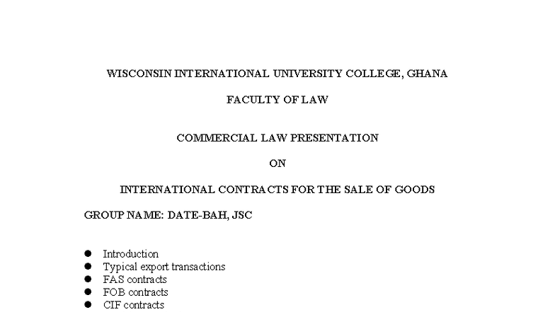 WISCONSIN INTERNATIONAL UNIVERSITY COLLEGE, GHANA: COMMERCIAL LAW ...