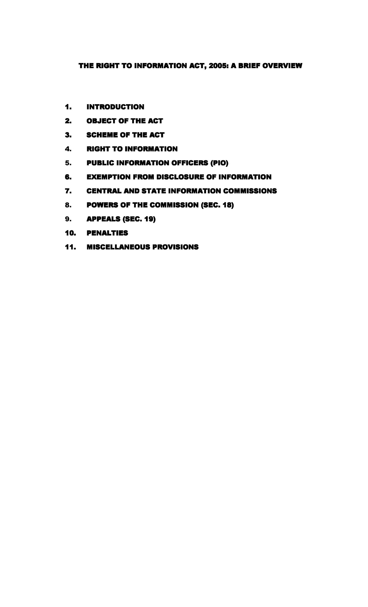 RTI act - THE RIGHT TO INFORMATION ACT, 200 5: A BRIEF OVERVIEW By Sri ...