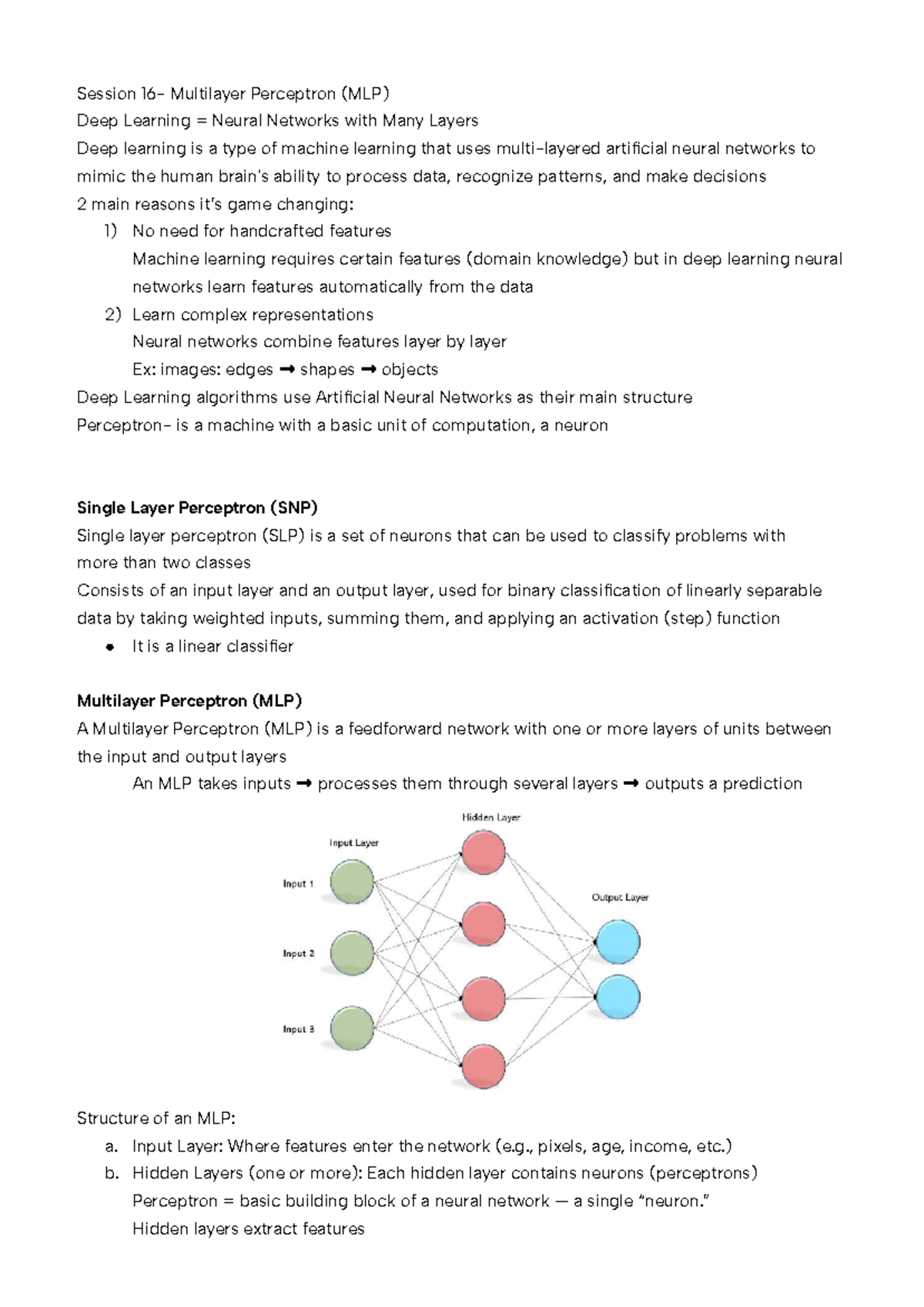 Session 16 AI-ML Foundations: Multilayer Perceptron Learning Notes ...