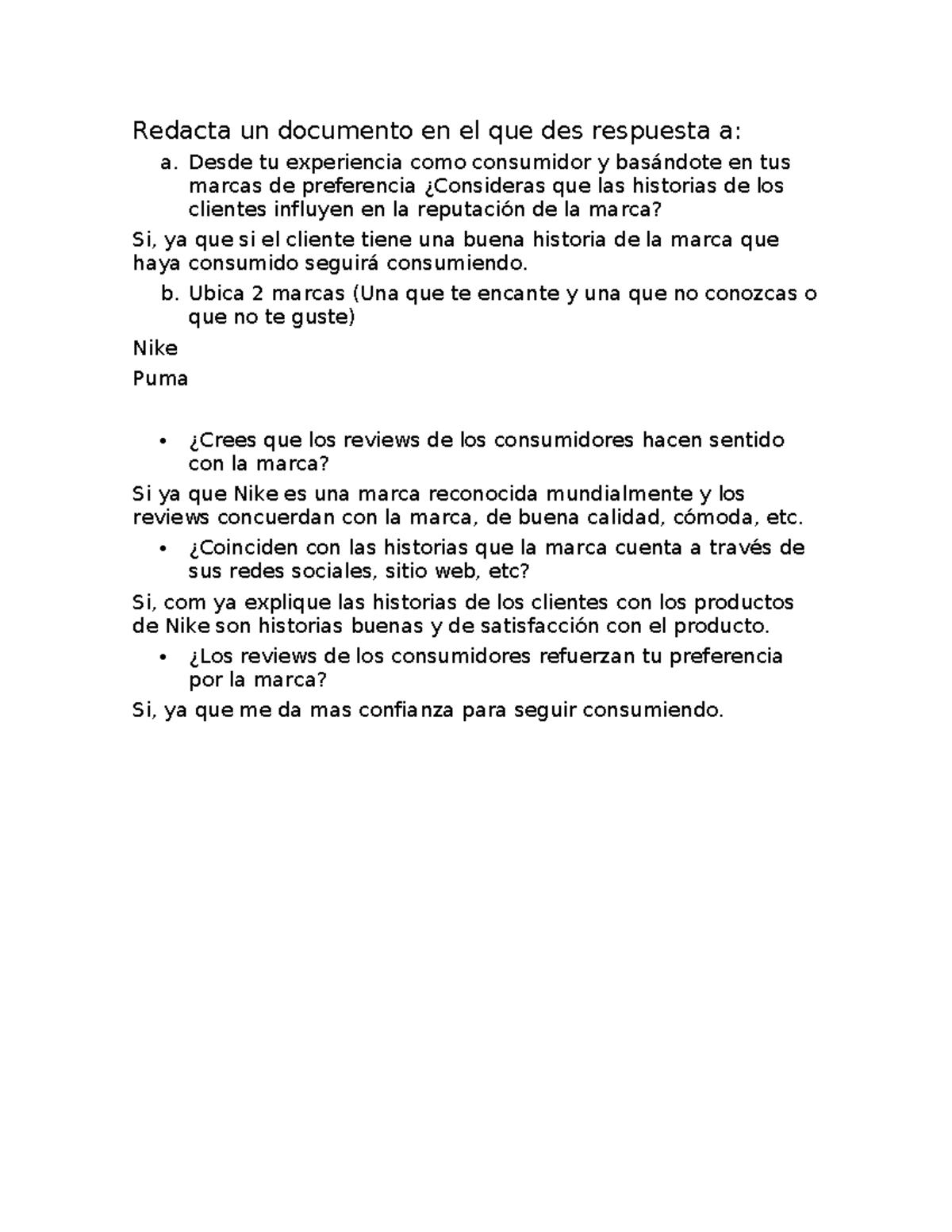 Actividad 1: Influencia de Historias de Clientes en Marcas - DEZG - Studocu