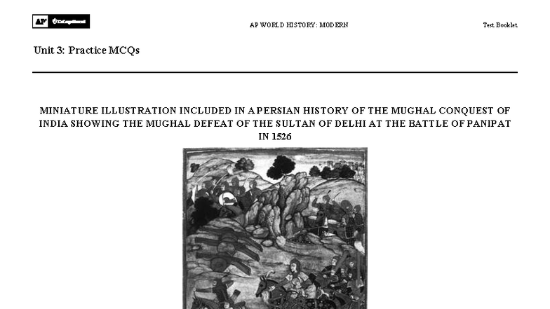 AP WORLD HISTORY: MODERN Unit 3 Test Booklet - Practice MCQs and ...
