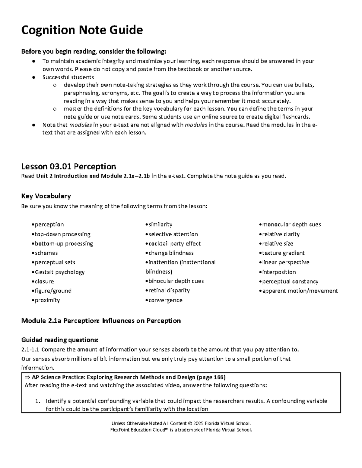 Cognition Note Guide: Key Concepts and Vocabulary for AP Psychology ...