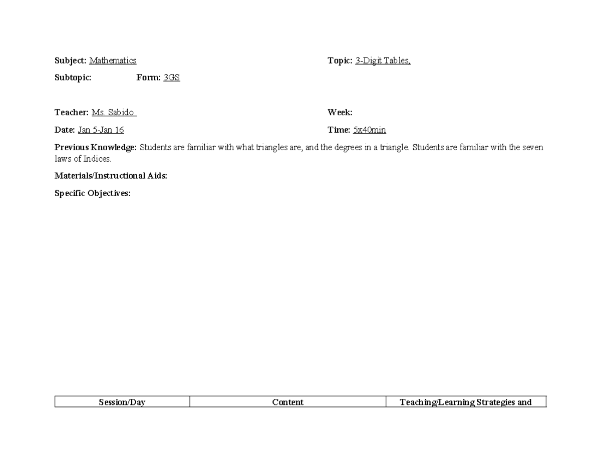 4IS Bi-Weekly Lesson Plans: Quadratic Equations & Congruent Triangles ...