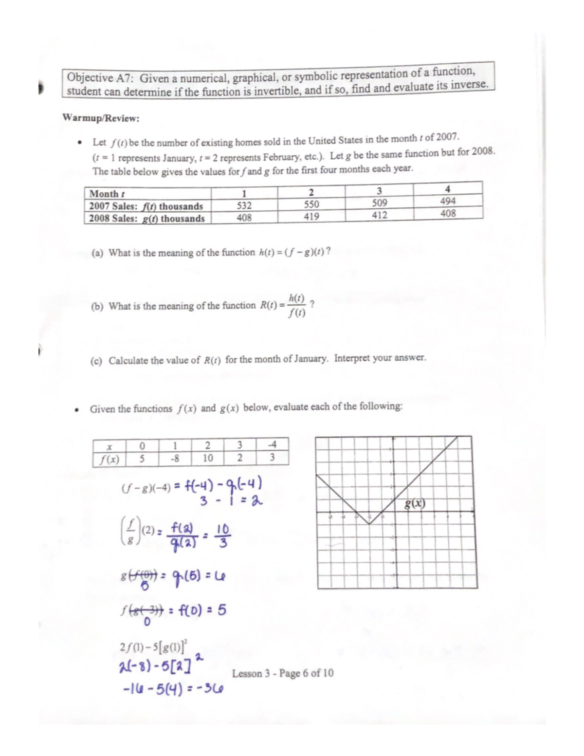 MTH 103 Lesson Objective A7: Invertible Functions & Inverses - Studocu