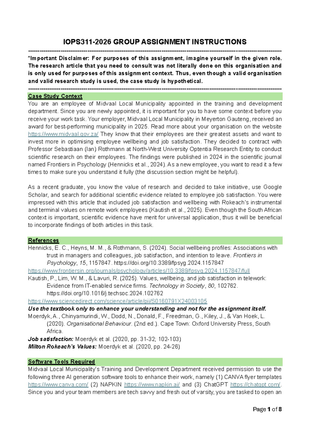 IOPS311-2026 Group Assignment: Job Satisfaction & Wellbeing Insights ...