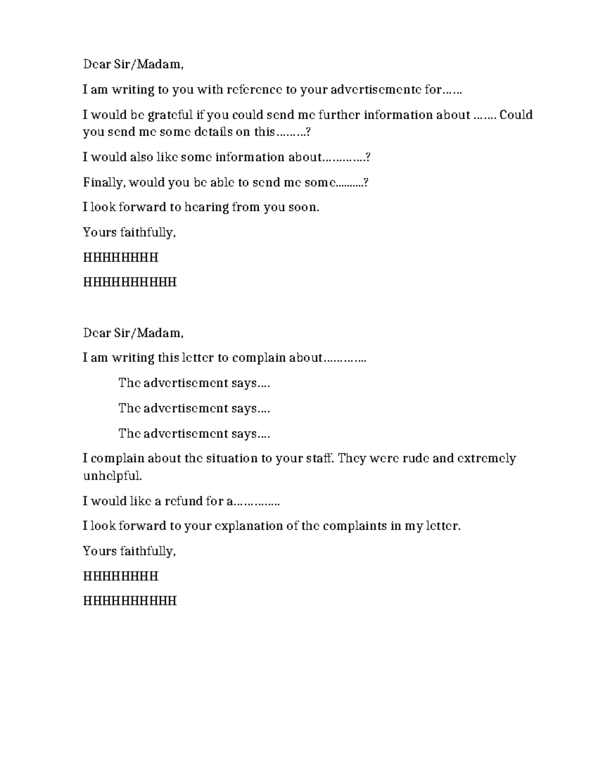 Formal Letter Writing: Complaints & Inquiries (ENG101) - Studocu