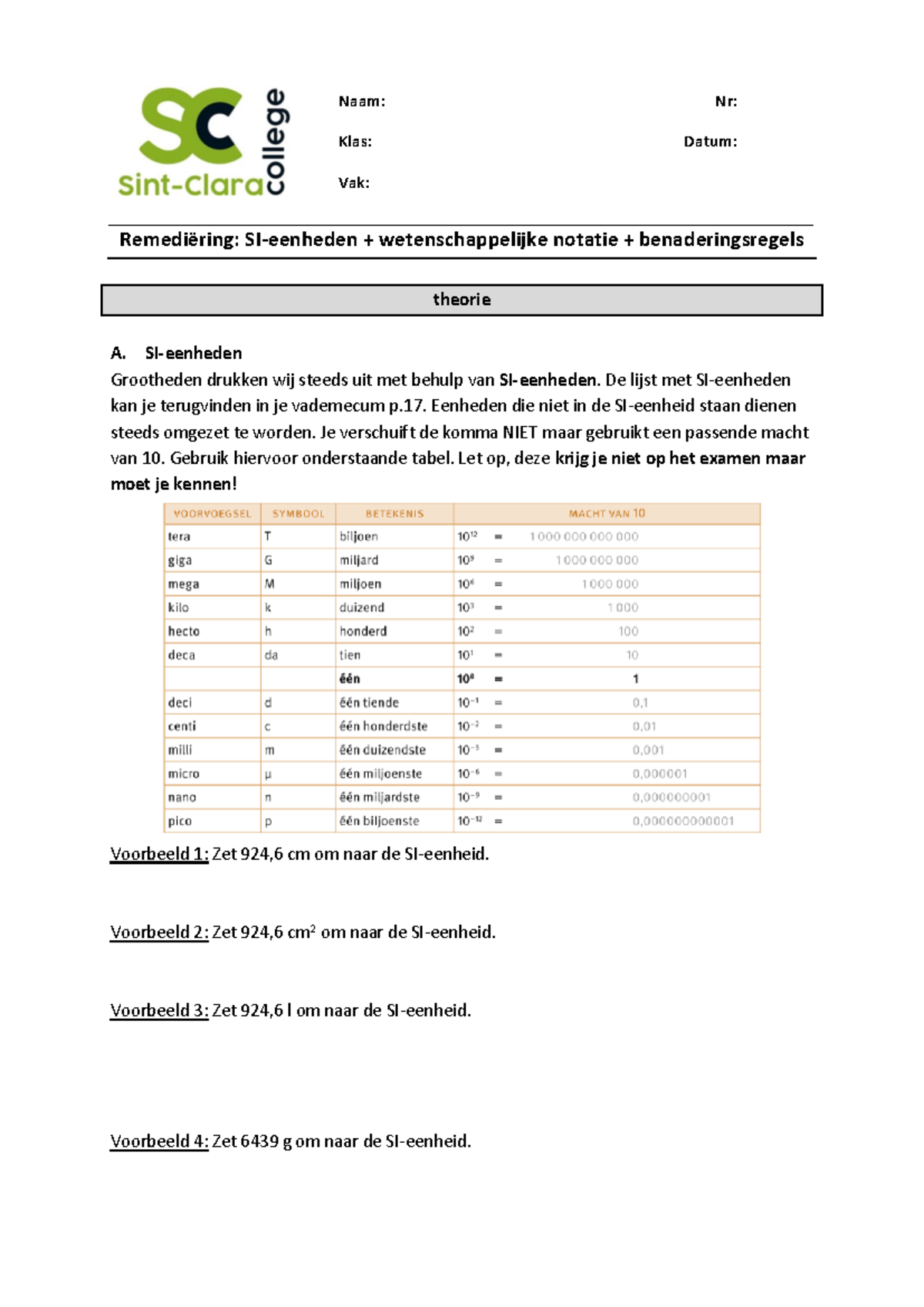 Remediëring: SI-eenheden, Wetenschappelijke Notatie & Benaderingsregels ...