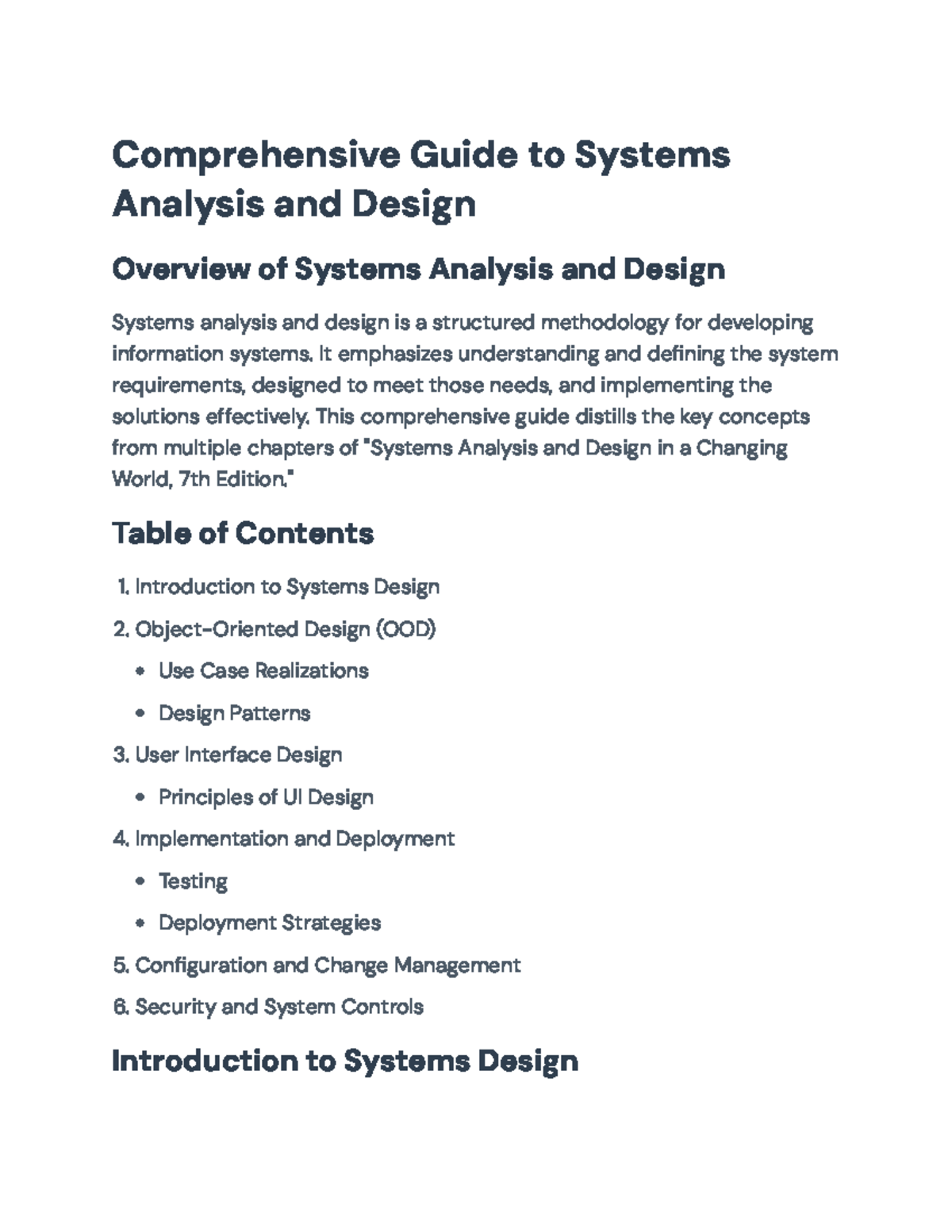 Comprehensive Guide To Systems Analysis And Design Sad 7th Ed