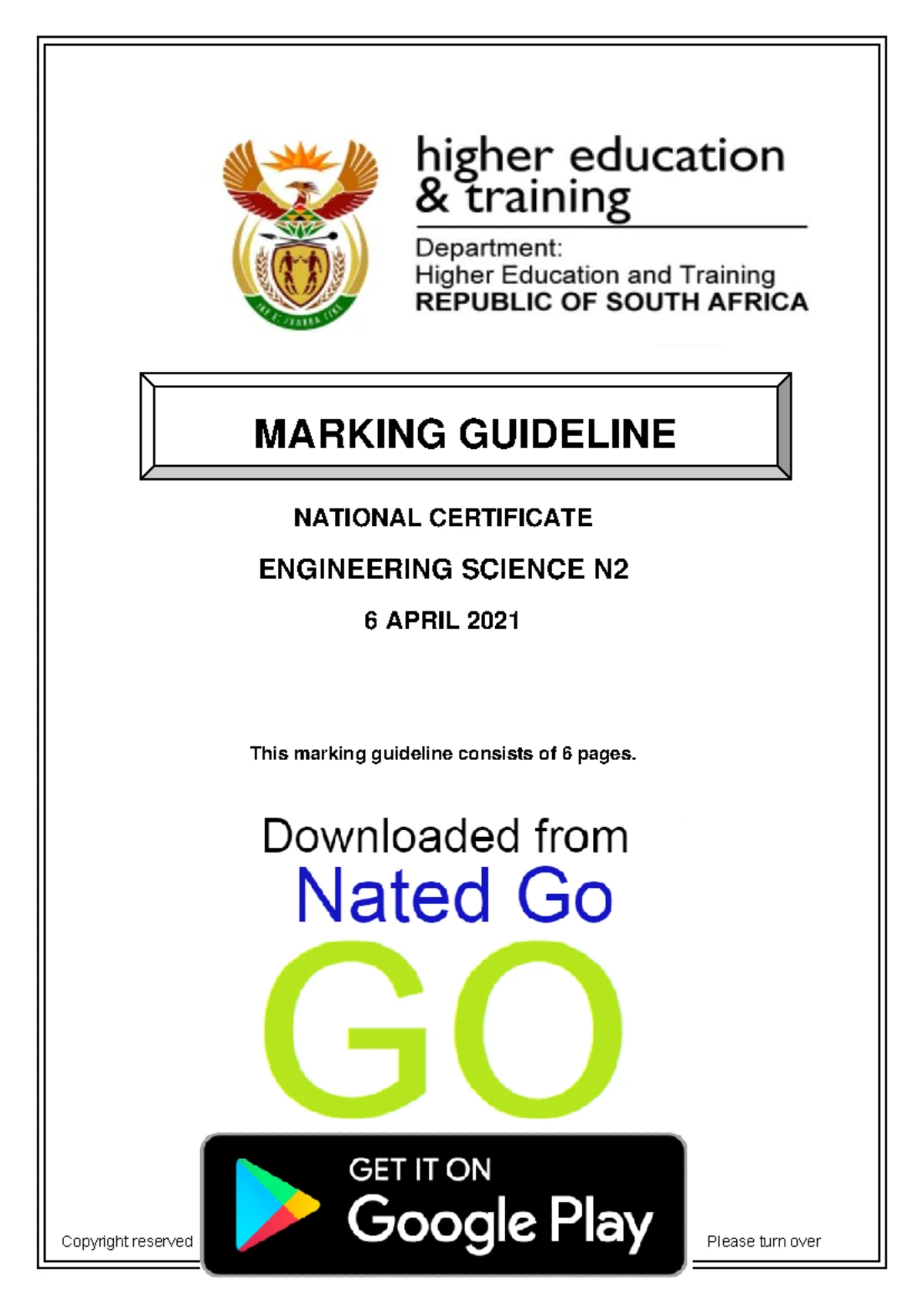 N2 Engineering Science Past Exam Paper - April 2021 (15070402) - Studocu