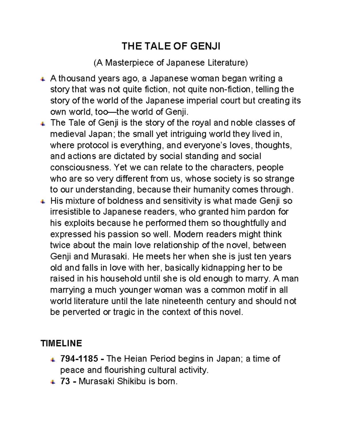 THE TALE OF GENJI (JPN 101) - A Review of Murasaki Shikibu's ...