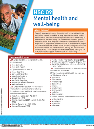 Unit 20 Understanding Mental Wellbeing-2.docx work - Student id: 428801 ...