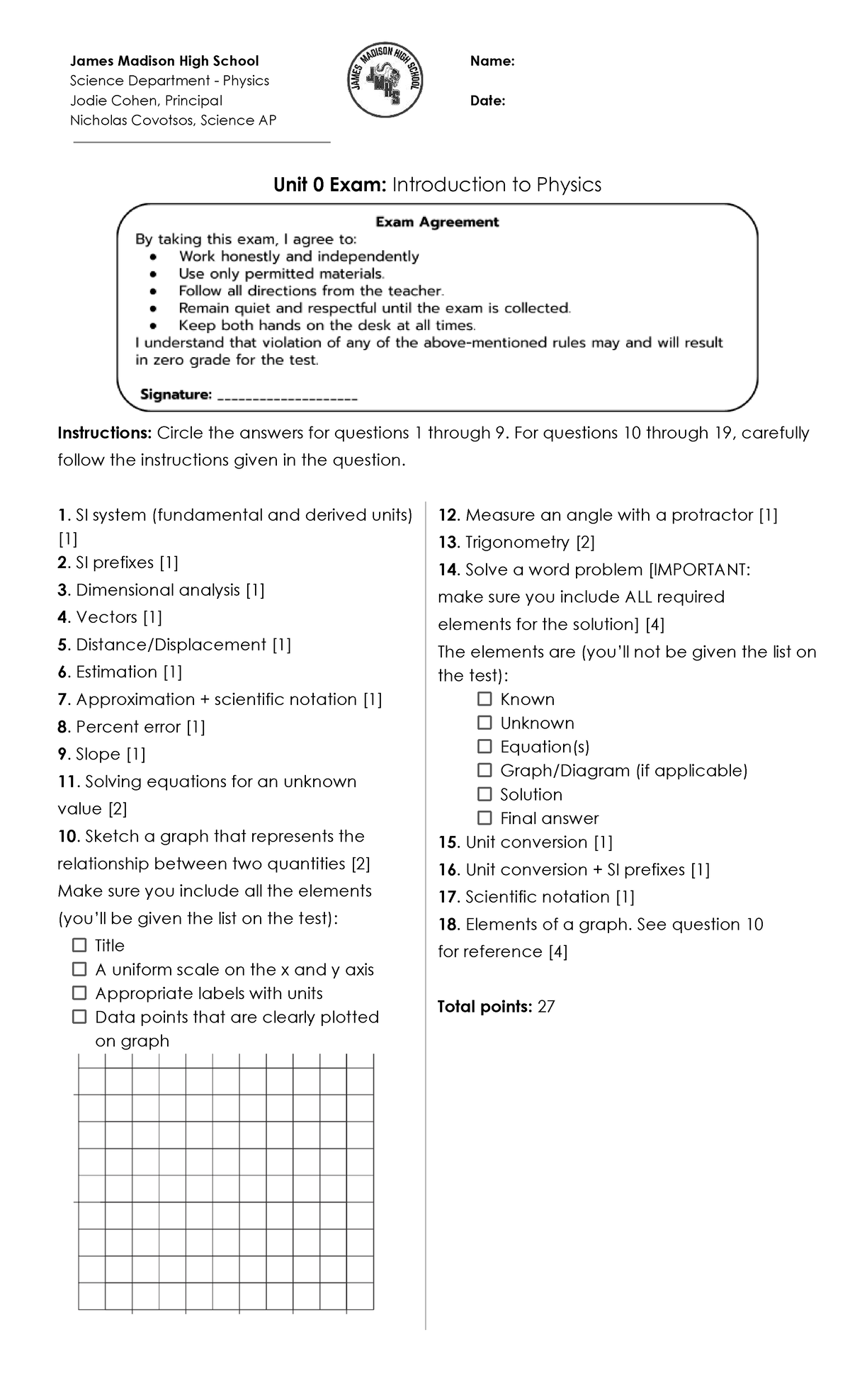 Unit 0 Exam Study Guide: Intro to Physics (PHYS101) - Studocu