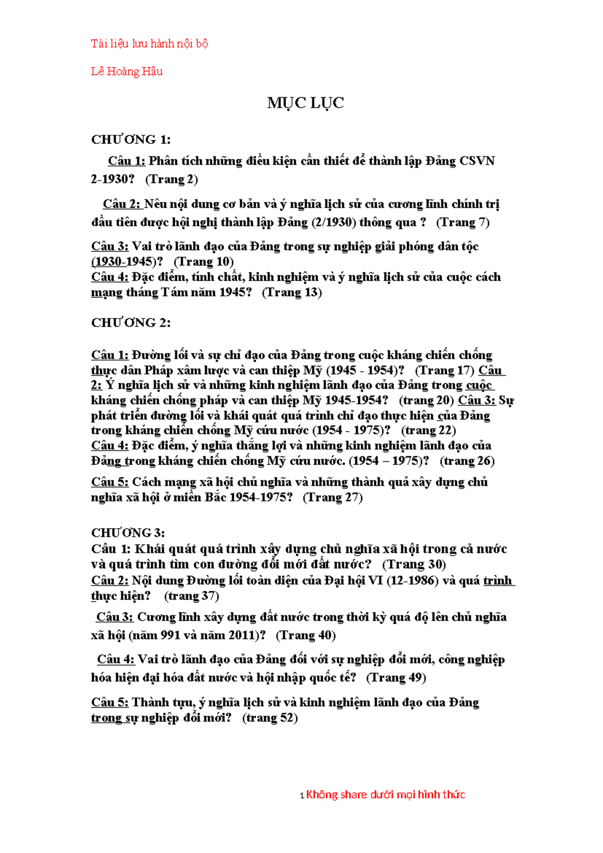 LICH SU DANG 2 - Summary Giáo trình Lịch sử Đảng Cộng sản Việt Nam ...