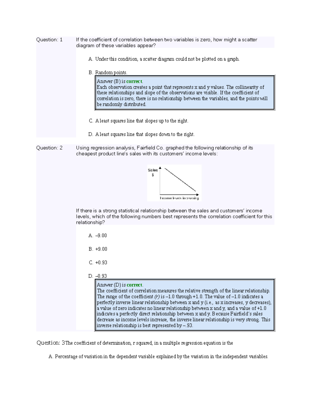 BEC SU7 MCQ - Regression Analysis and Correlation Concepts Insights - Studocu