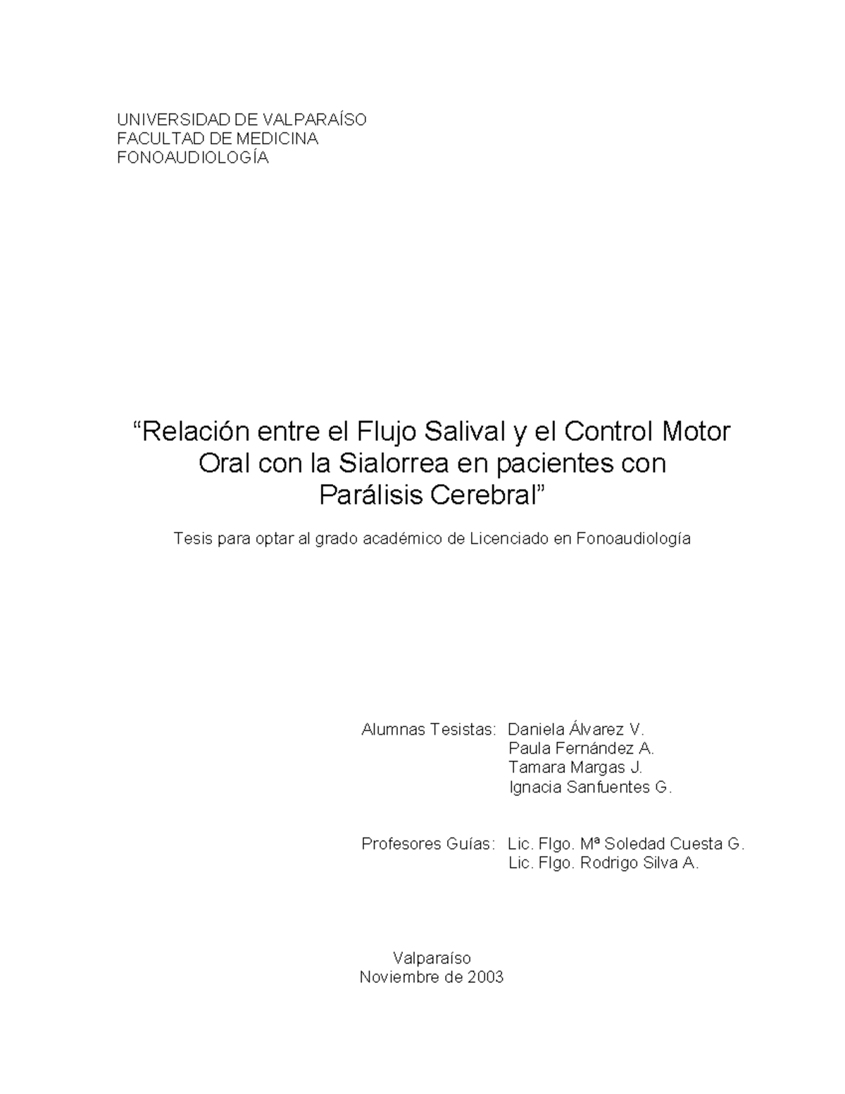 Relación entre Flujo Salival y Control Motor Oral en Sialorrea en PC ...