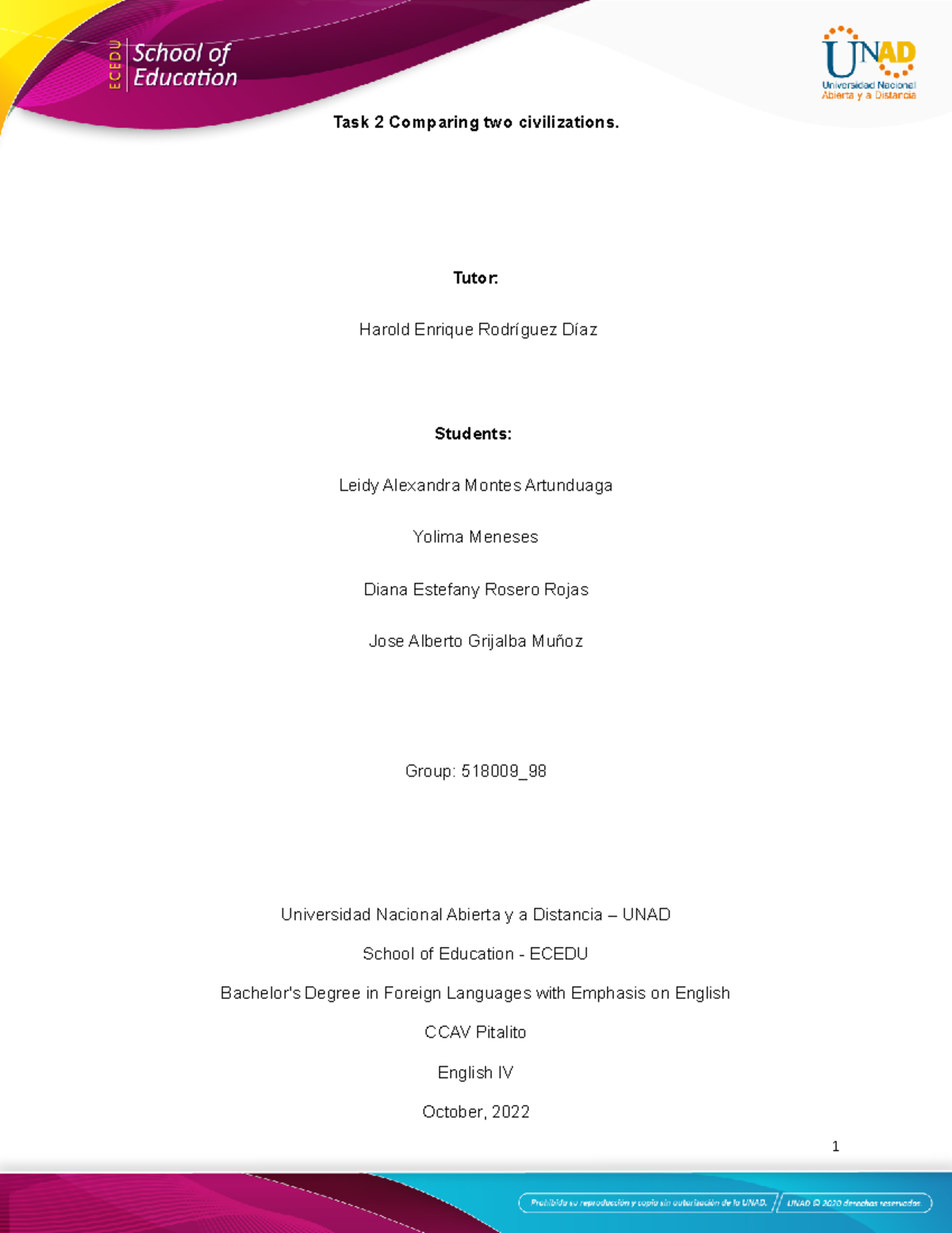 Task 2 Group 98 - TASK 2 ENGLISH IV 2022 - Task 2 Comparing two ...